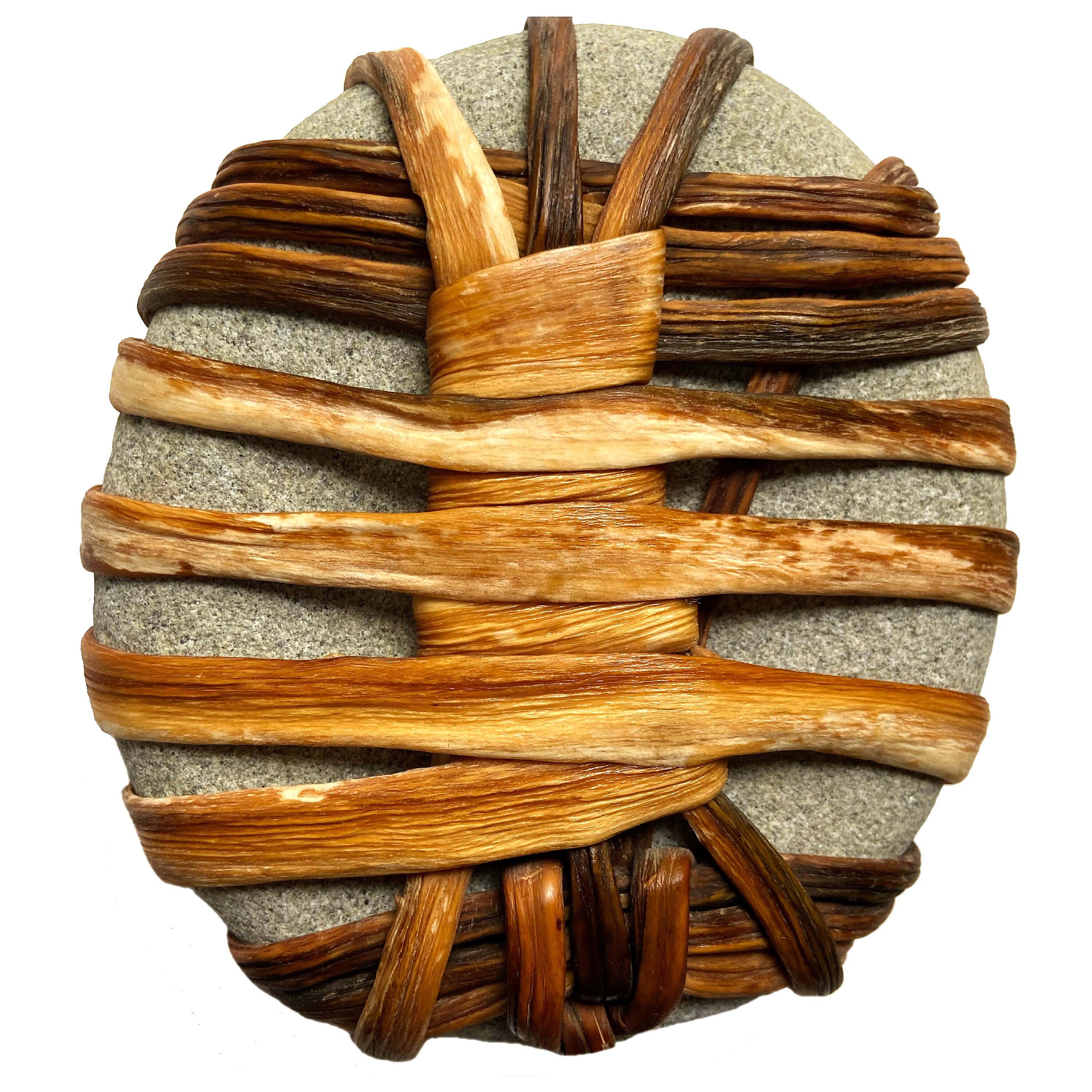 Shelter Stone - L, Zen Rock Wrap, Meditation Stone, Kelp Fiber Wrapped Rock