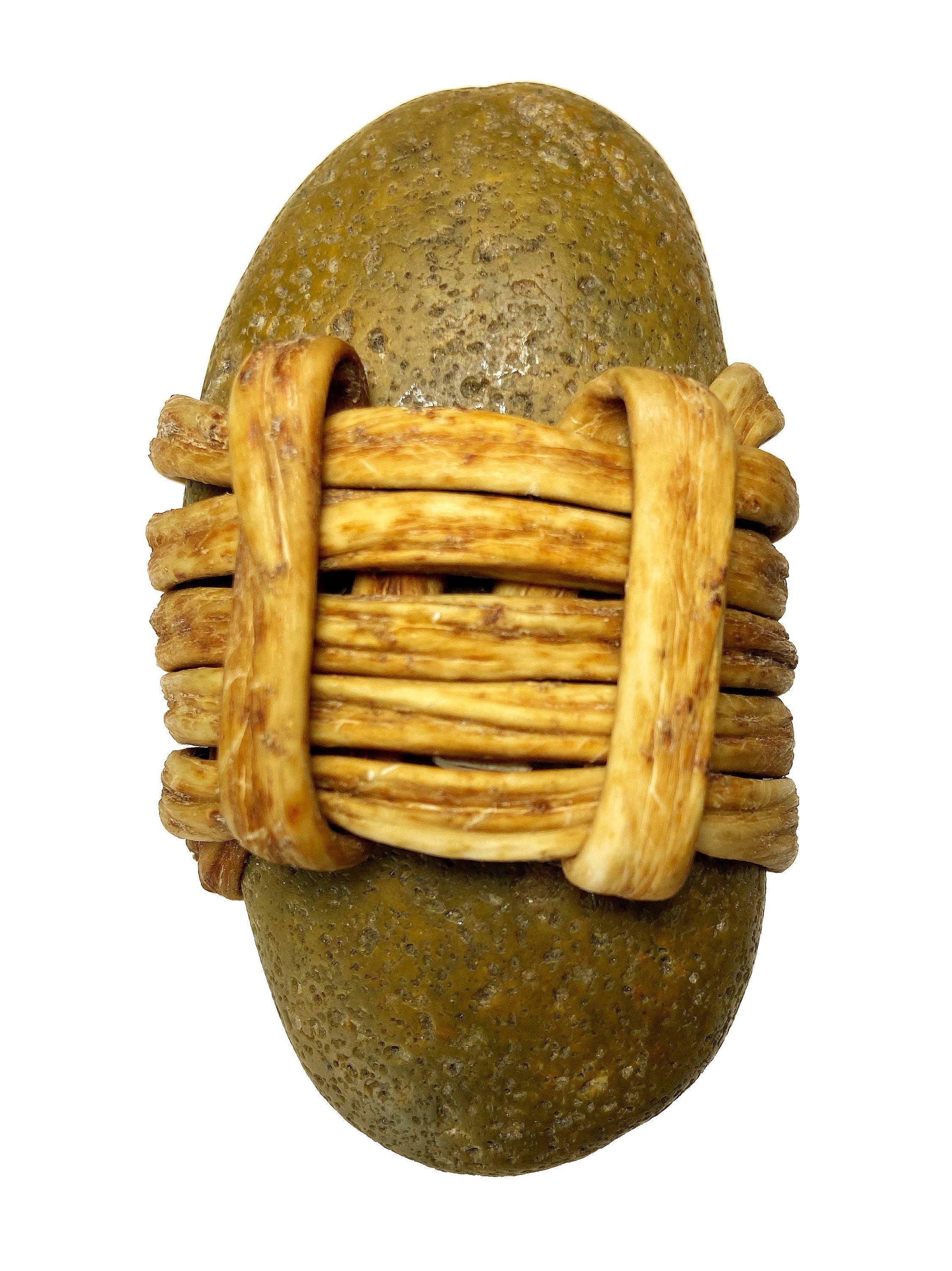 Connection Stone - M, Zen Rock Wrap, Meditation Stone, Kelp Fiber ...