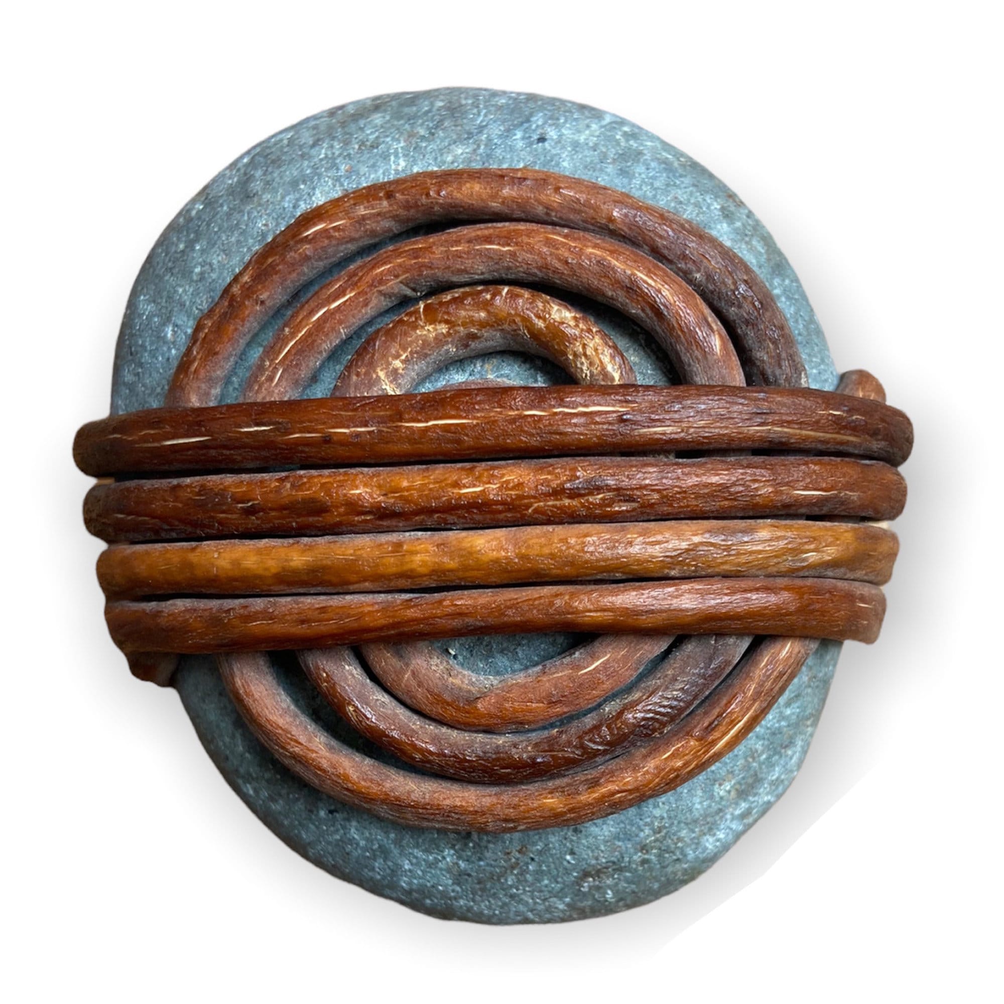 Circle Stone M, Zen Rock Wrap, Meditation Stone, Kelp Fiber Wrapped ...