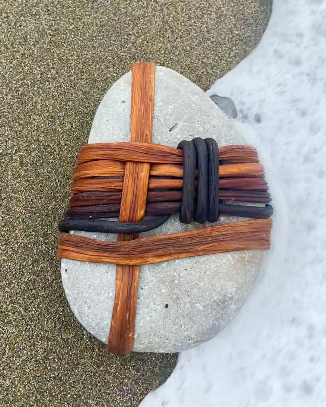 Time Illusion Stone - XXL, Zen Rock Wrap, Meditation Stone, Kelp Fiber ...