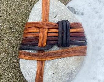 Atman Stone M, Zen Rock Wrap, Meditation Stone, Kelp Fiber Wrapped Rock ...