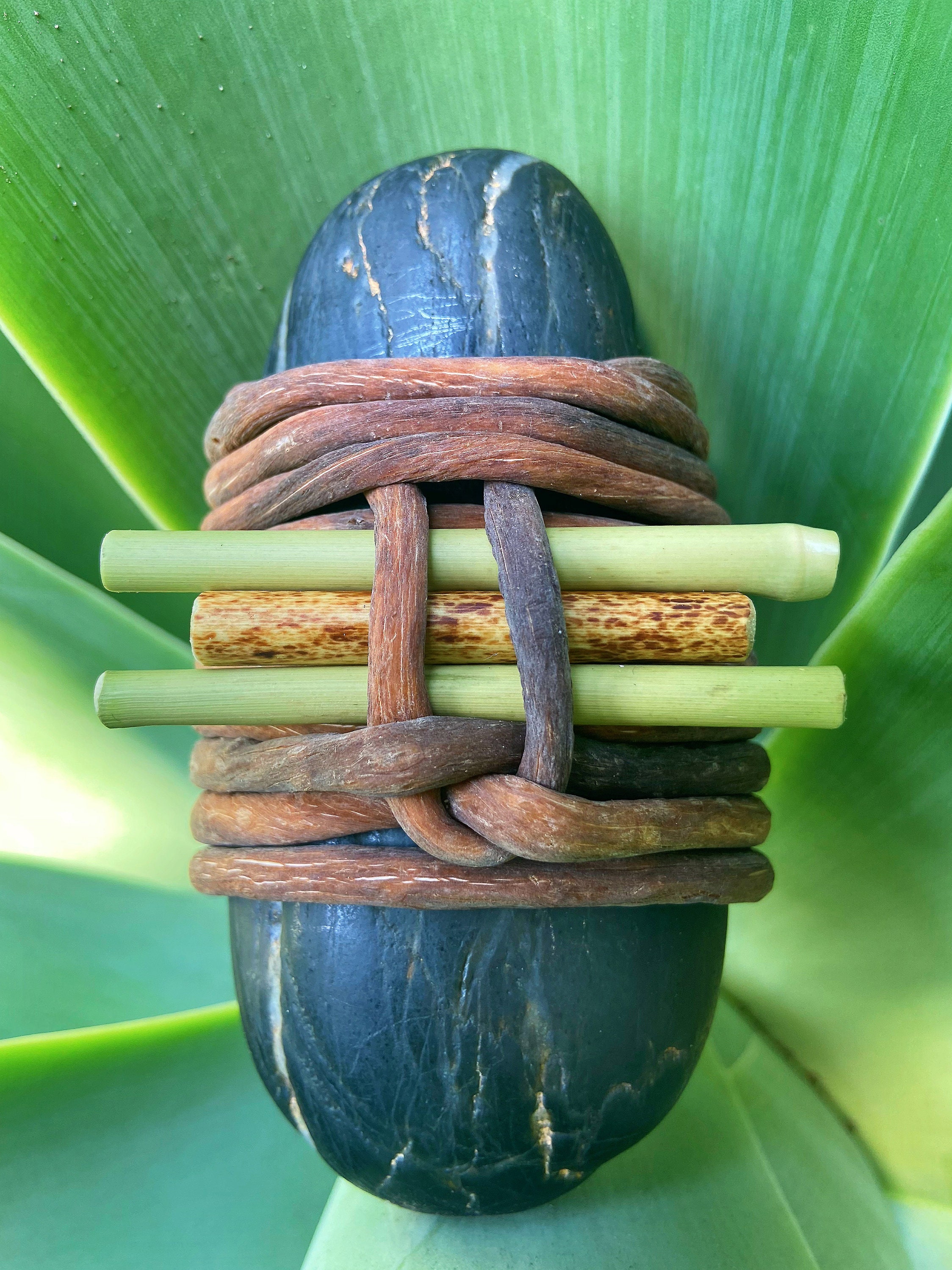 Quechua Stone - L, Zen Rock Wrap, Meditation Stone, Kelp Fiber Wrapped Rock