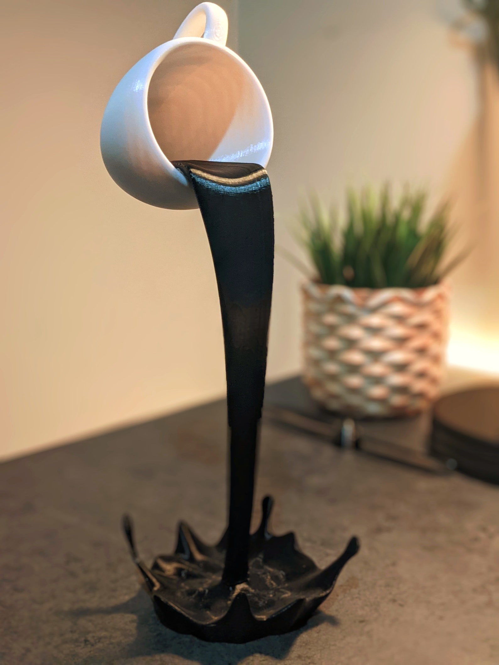 Floating Coffee Mug Spilling Cup Illusion Home Decor Art | Etsy