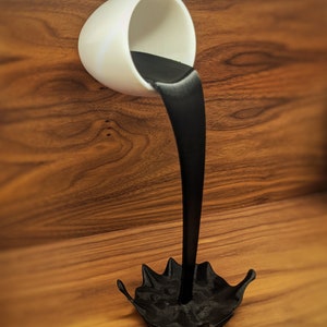 Floating Coffee Mug Spilling Cup Illusion Home Decor Art Sculpture Tea ...