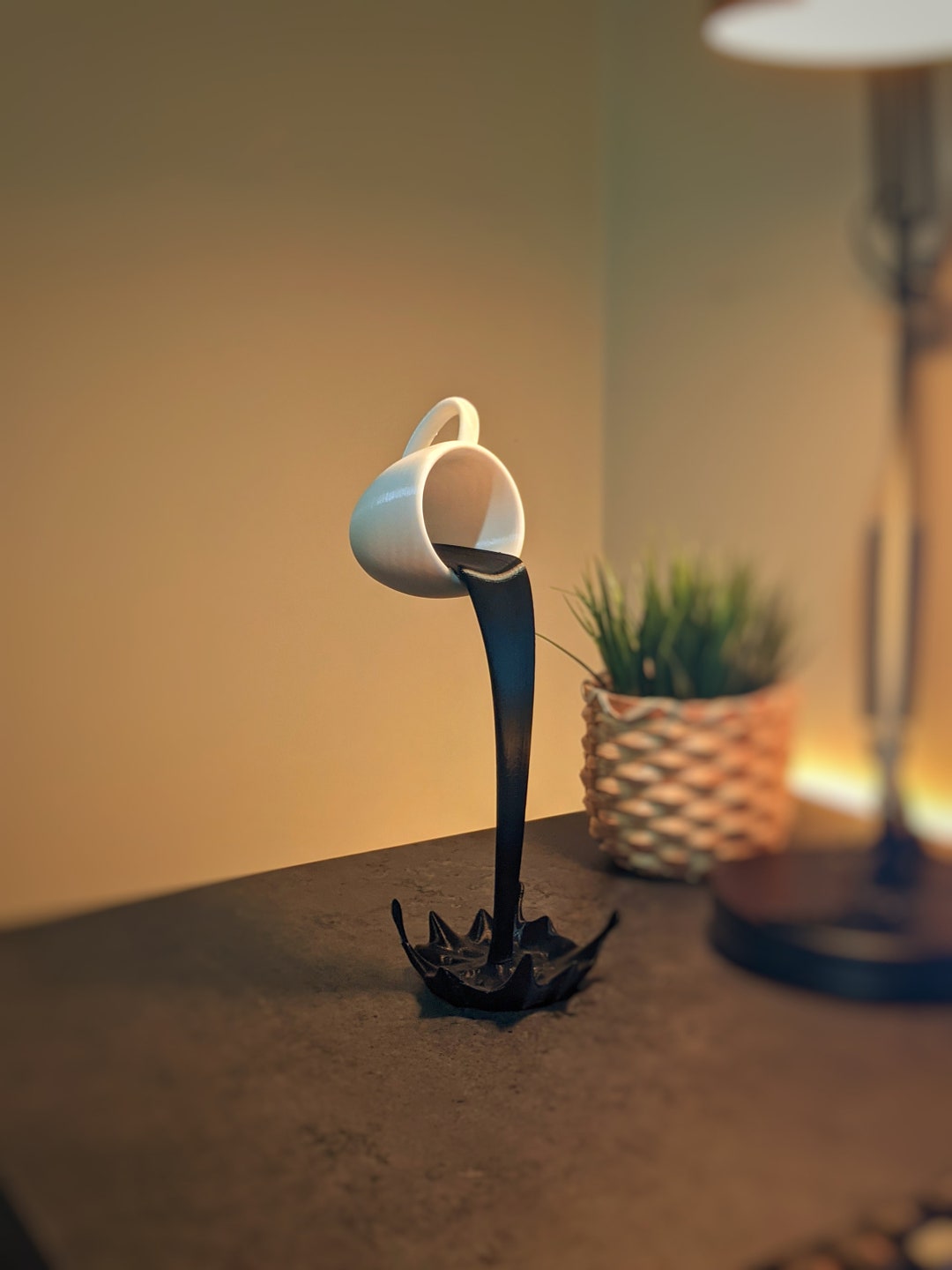 Floating Coffee Mug Spilling Cup Illusion Home Decor Art Sculpture Tea Pouring Splash - Etsy