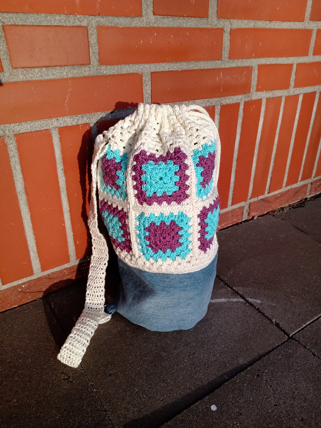 Granny Square Bag, Duffel Bag, Jeans Upcycling, Bag, Crochet Bag ...