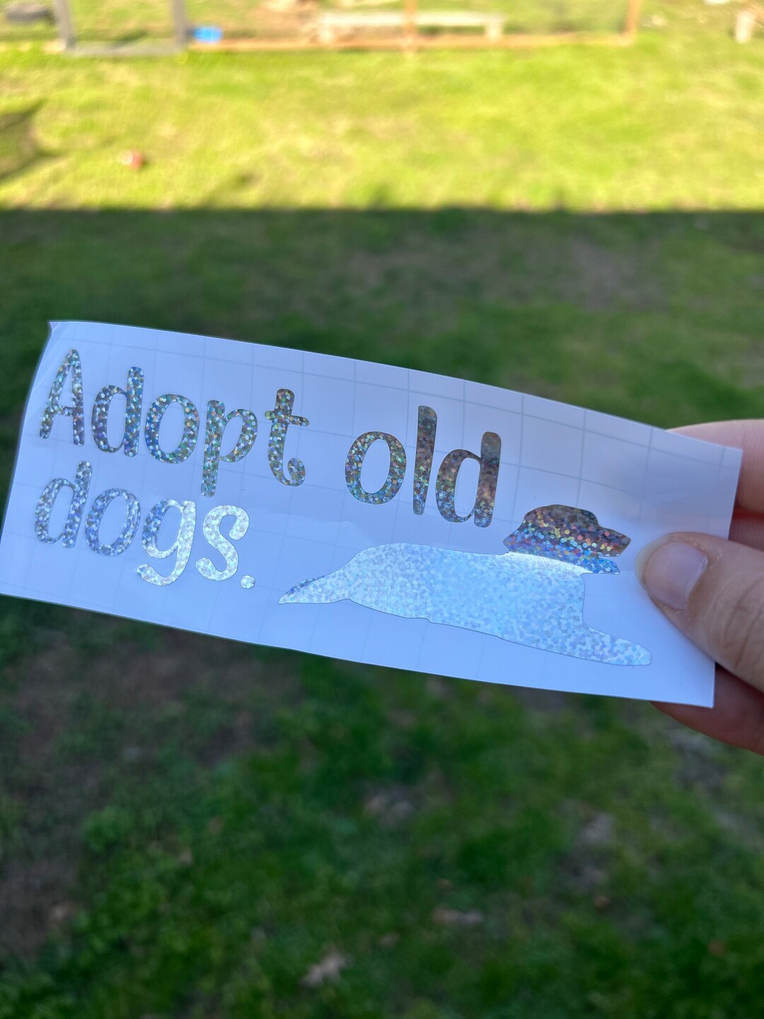 Adopt Old Dogs - Holographic Vinyl Decal! - Etsy