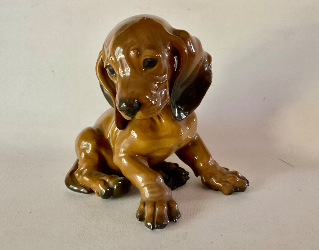Rosenthal Porcelain Dachshund Puppy Dog Karner #1247 Brown & Black Ca ...