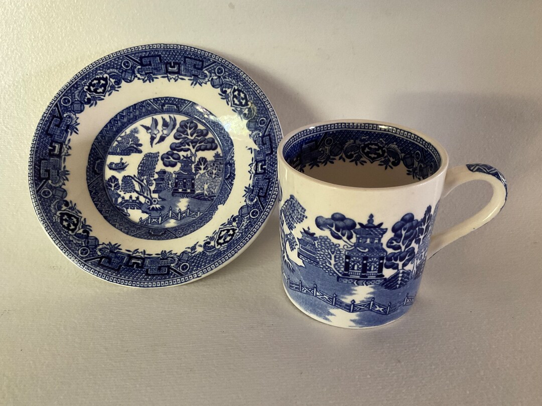Vintage Midwinter BLUE WILLOW Demitasse Cup & Saucer England - Etsy