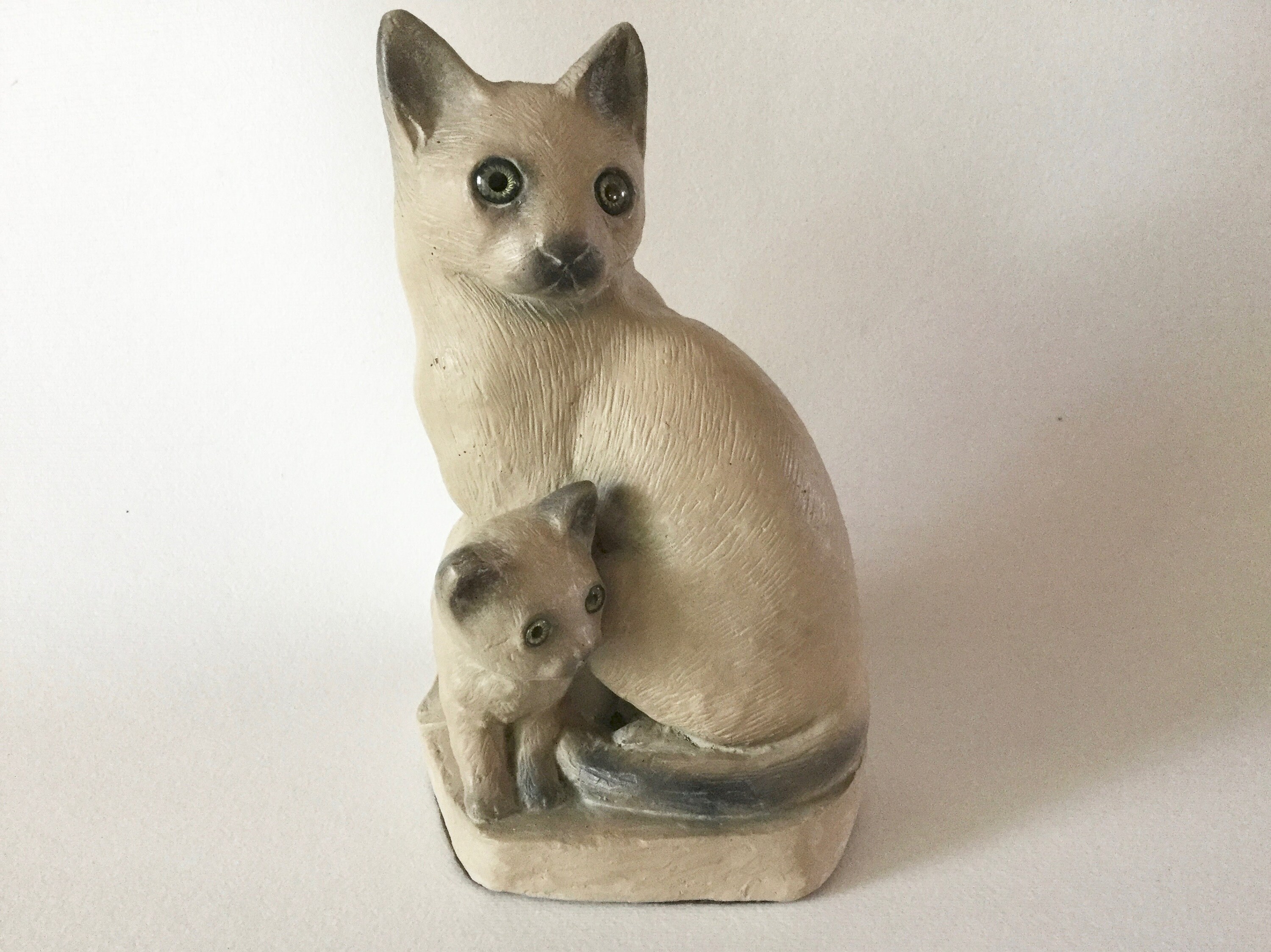 Vintage Austin Sculptures 8 SIAMESE CAT & KITTEN Statue Sparkler Eyes ...