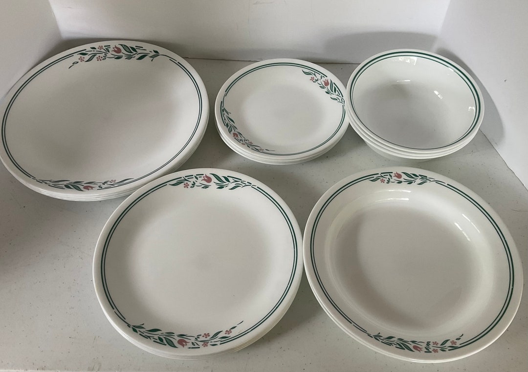 17 Pc Corelle ROSEMARIE Pink Tulip Lot Set Plates Bowls Vintage by ...