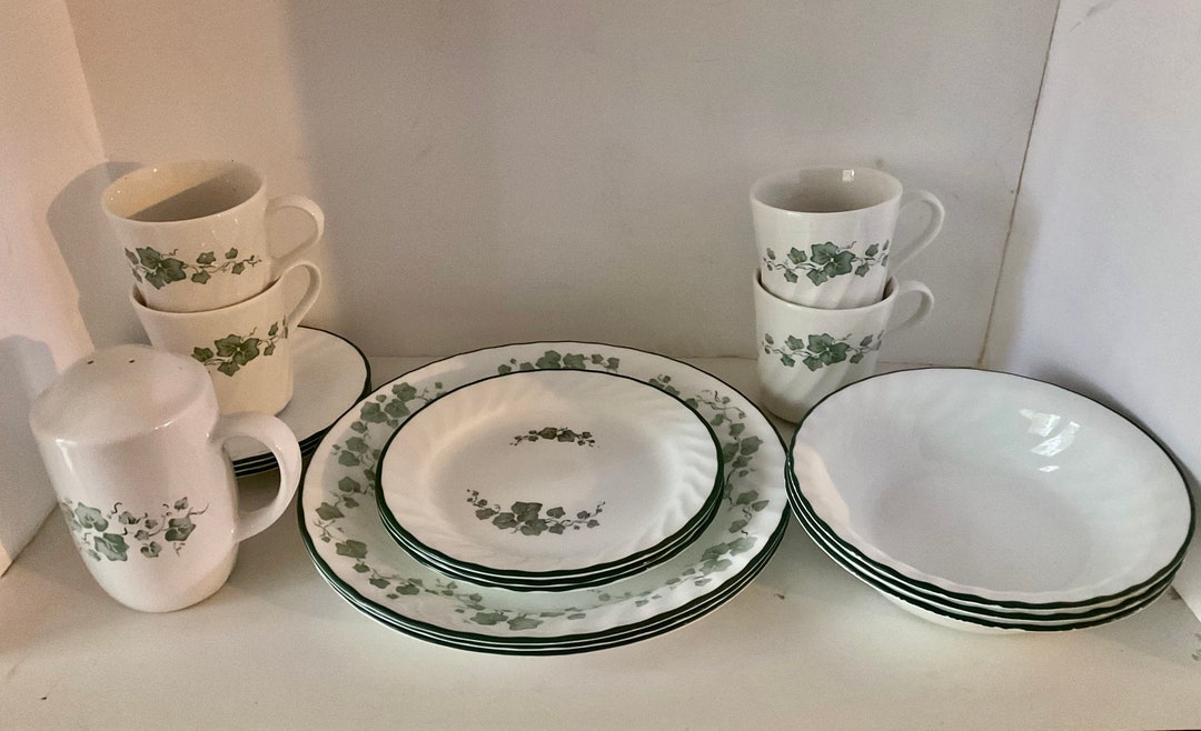 21 Pc Corelle Corning Vitrelle CALLAWAY IVY Swirl Set for 4 USA W ...