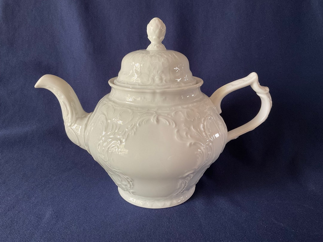 Rosenthal Large Teapot Sanccouci White Classic Rose Collection Germany ...