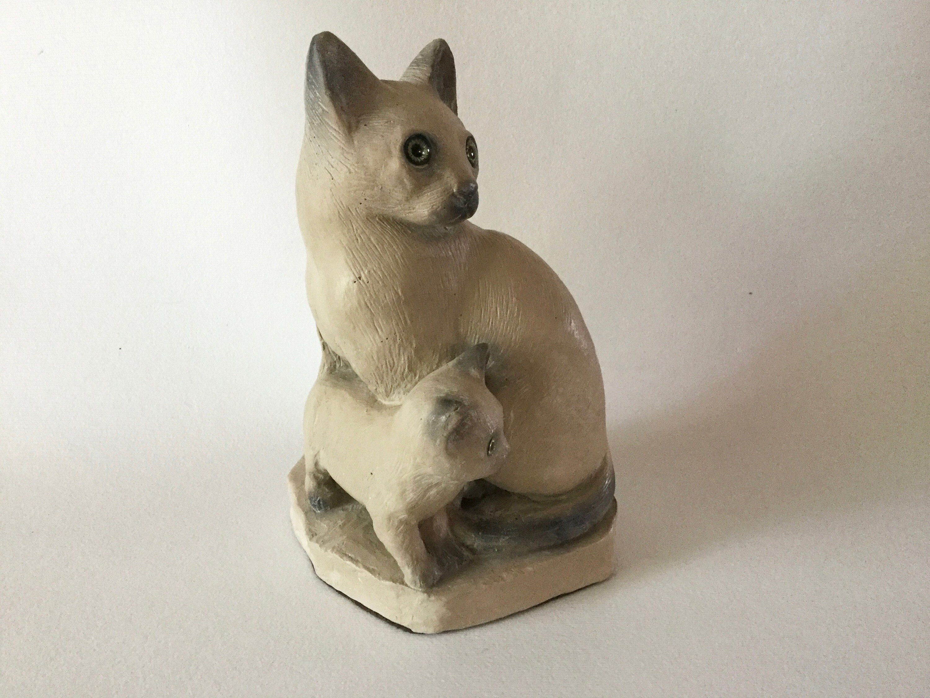 Vintage Austin Sculptures 8 SIAMESE CAT & KITTEN Statue Sparkler Eyes ...