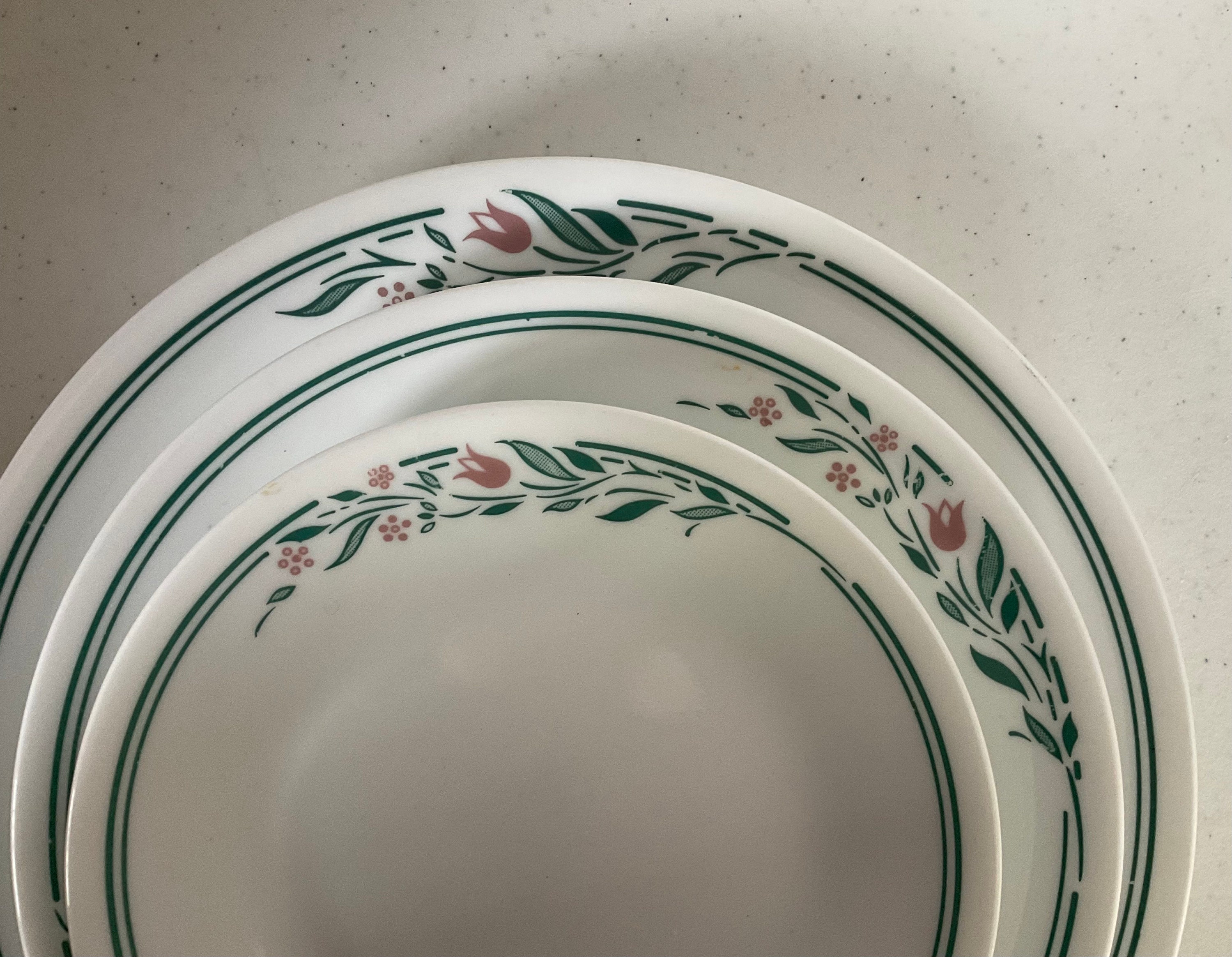 17 Pc Corelle ROSEMARIE Pink Tulip Lot Set Plates Bowls Vintage by ...