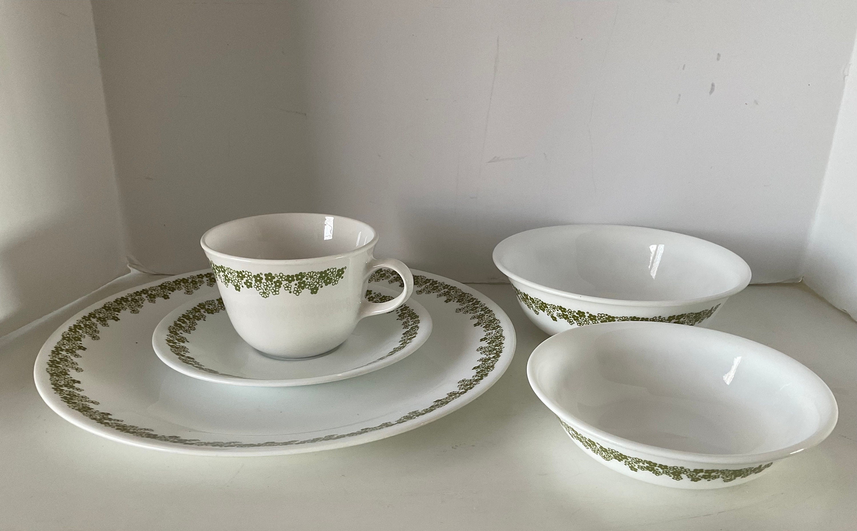 Corelle by Corning 10 Pc CRAZY DAISY Spring Blossom Green Dinnerware ...