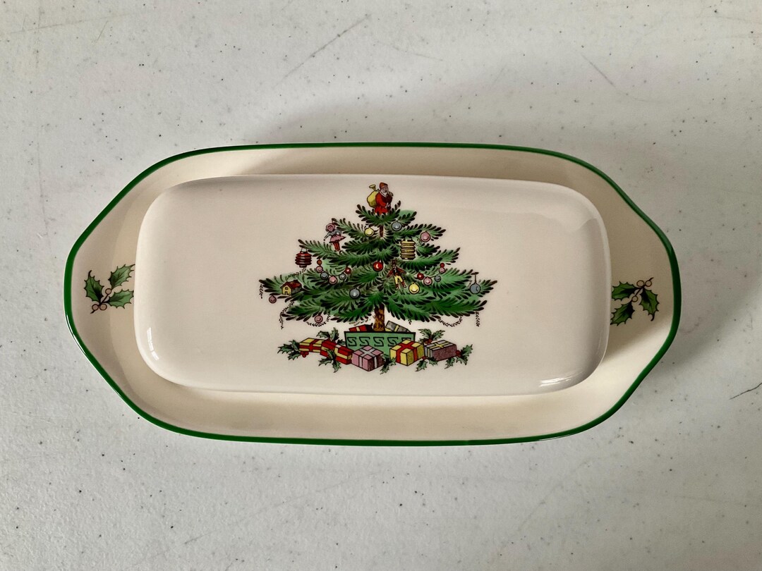 Spode CHRISTMAS TREE Stick Butter Dish & Cover W Box England - Etsy