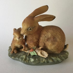 Vintage BUNNY RABBIT Hare W/ Baby Figurine 8 HOMCO Masterpiece ...