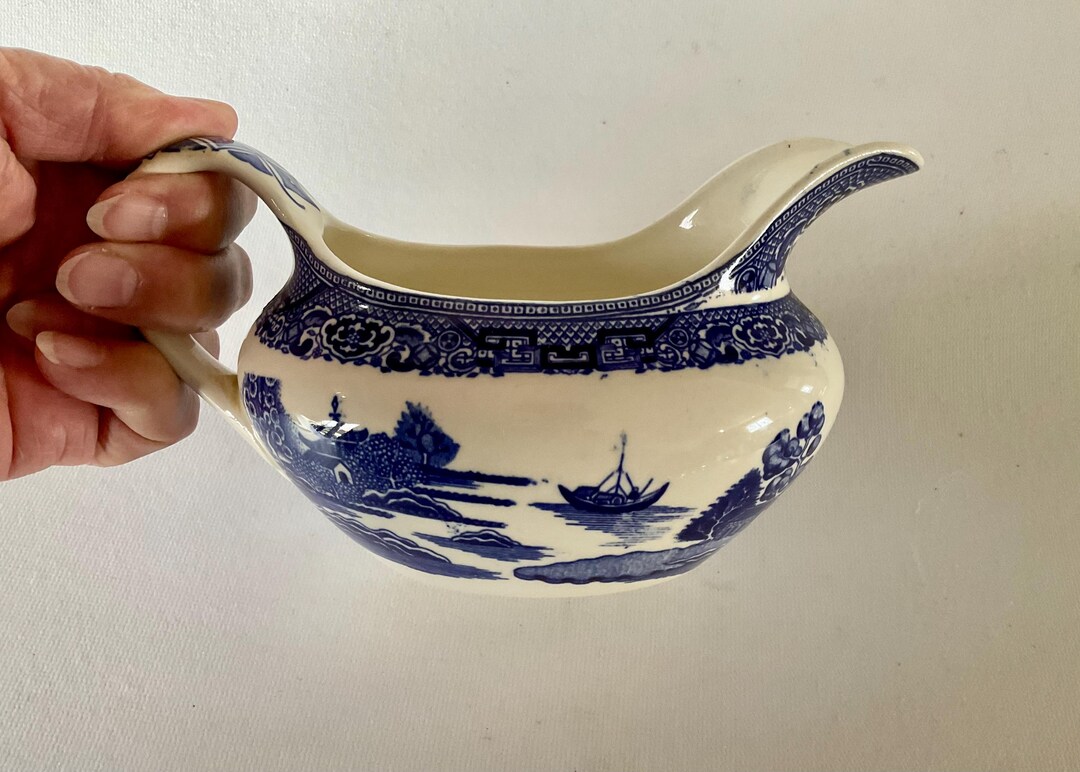 Hlc Vintage BLUE WILLOW Gravy Boat Homer Laughlin China USA 1940-50s - Etsy