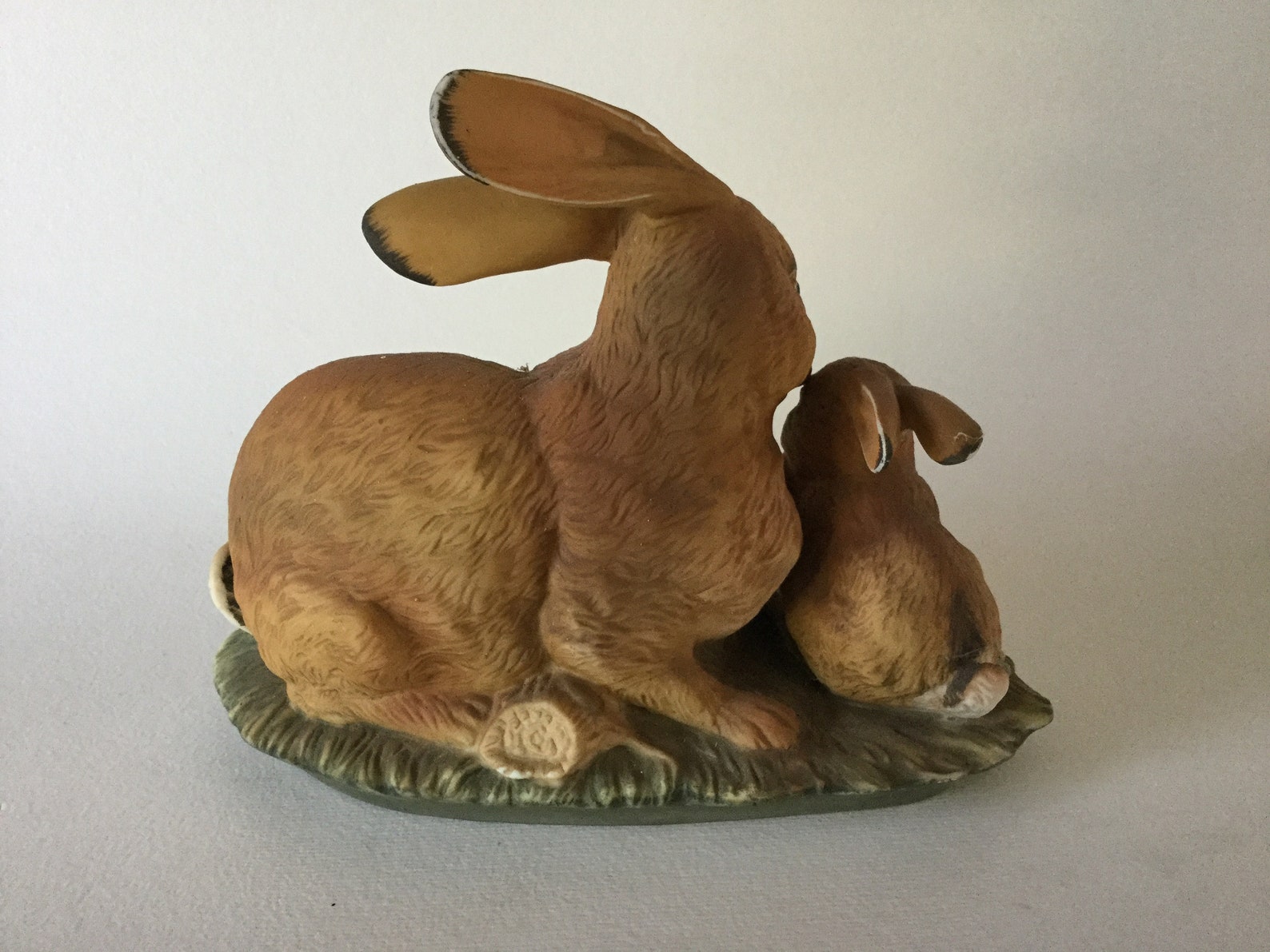 Vintage BUNNY RABBIT Hare W/ Baby Figurine 8 HOMCO Masterpiece ...