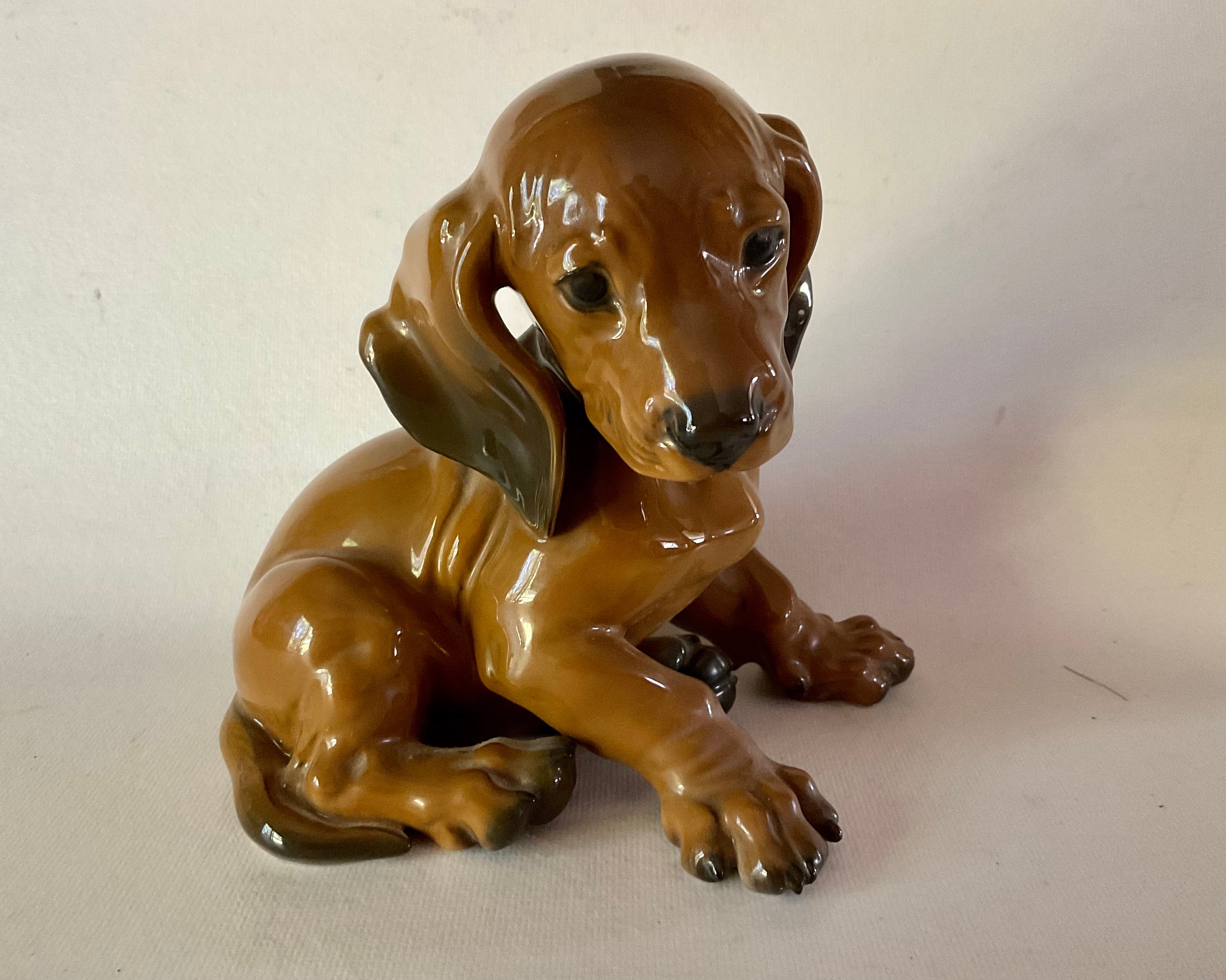 Rosenthal Porcelain Dachshund Puppy Dog Karner #1247 Brown & Black Ca ...