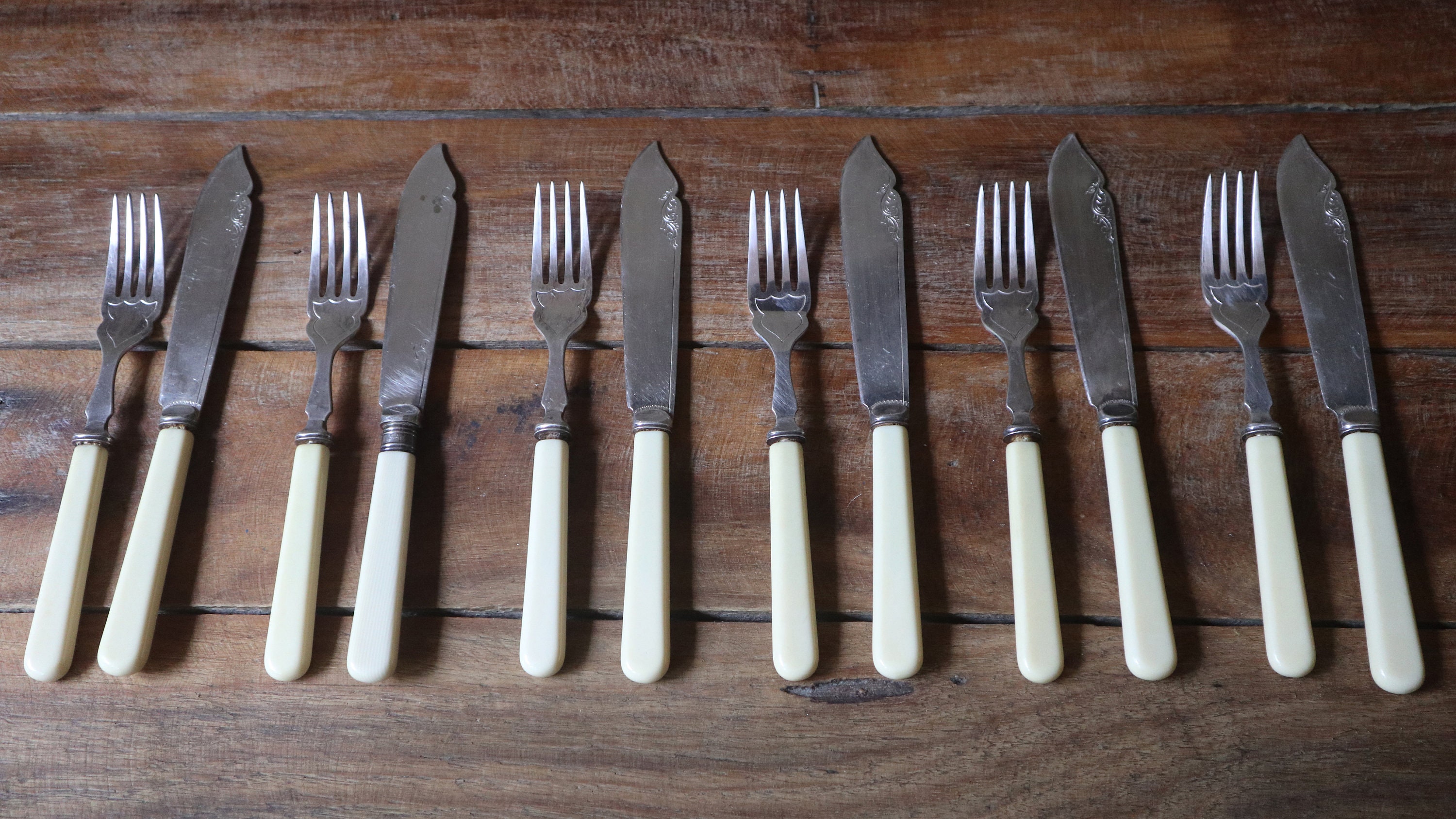 Antique Silver Plate Fish Cutlery Set: Ryals EPNS, Faux Bone Handles - Etsy