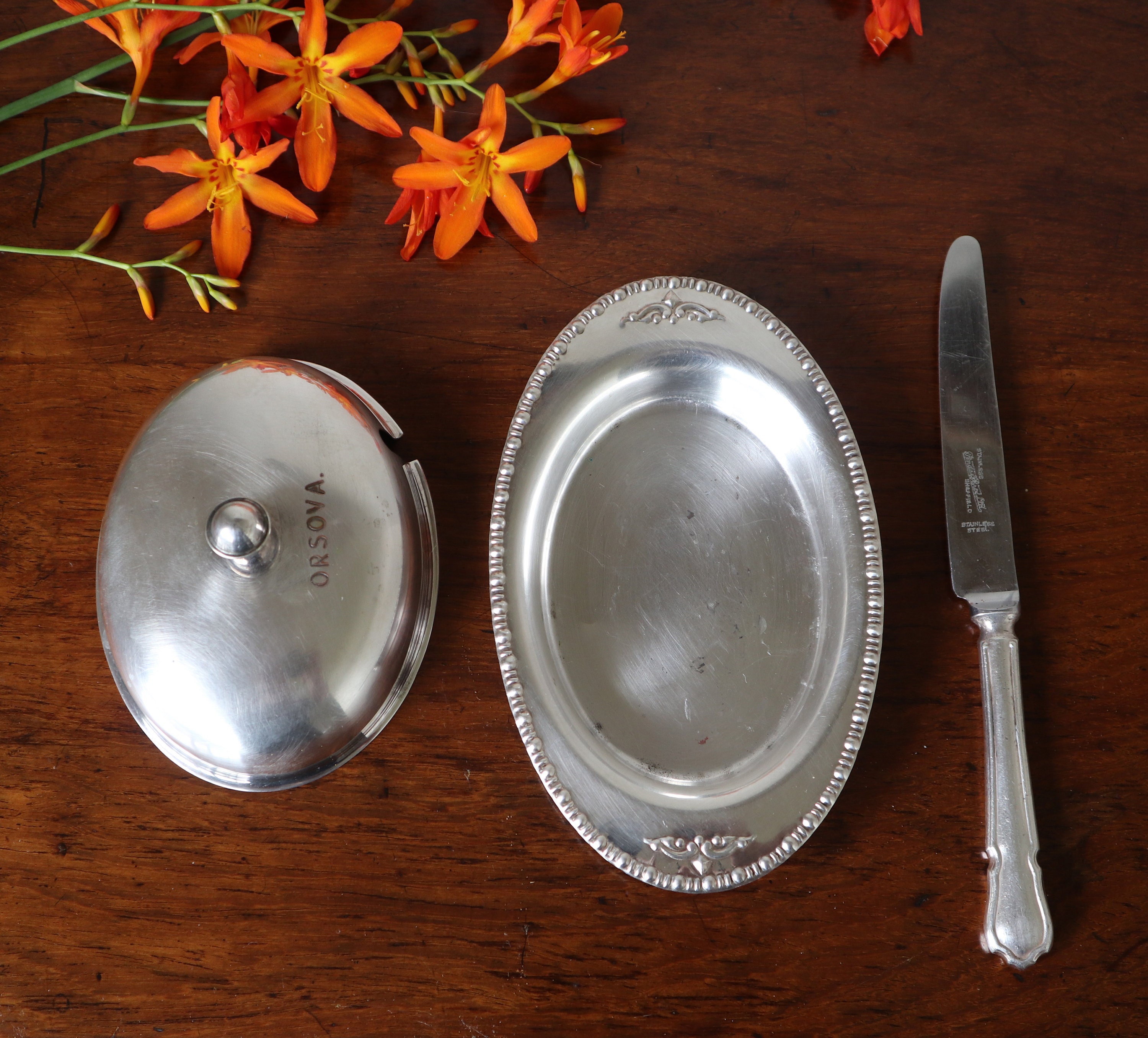 Antique Silver Plated Butter/jam With a Lid and Small Knife. EPNS Made ...