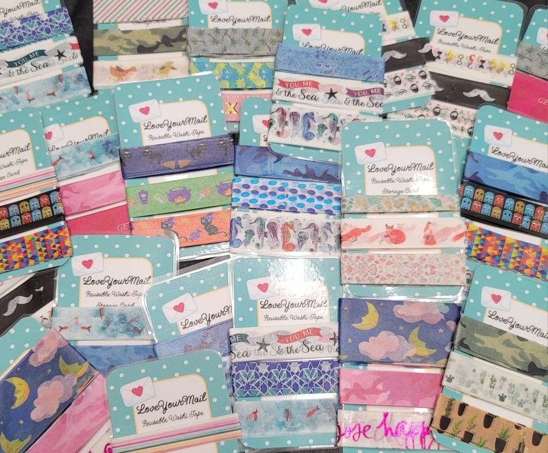 Set of 3 24" Washi Tape Samples on Laminated Reusable Card - 6' Total ...