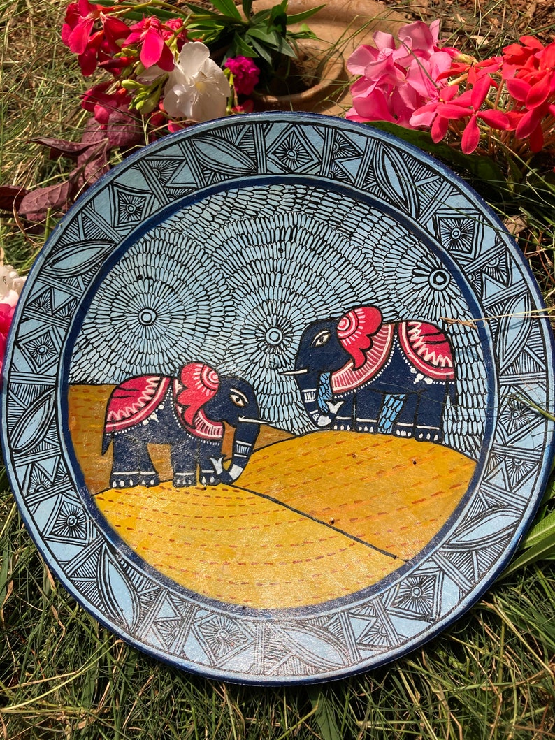 Home decor Clay art Wall decor painted earthen plate | Etsy