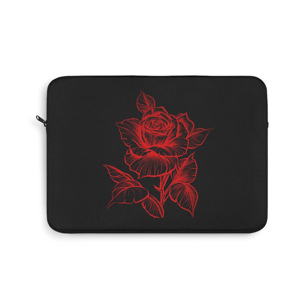 Elegant Floral Laptop Sleeve, Black Rose Protective Case, Gift for Her ...