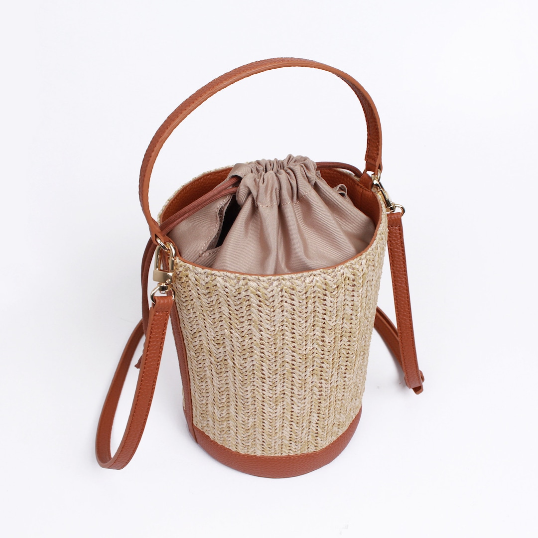 Raffia / Summer Woven Bucket Bag With Lining - Etsy