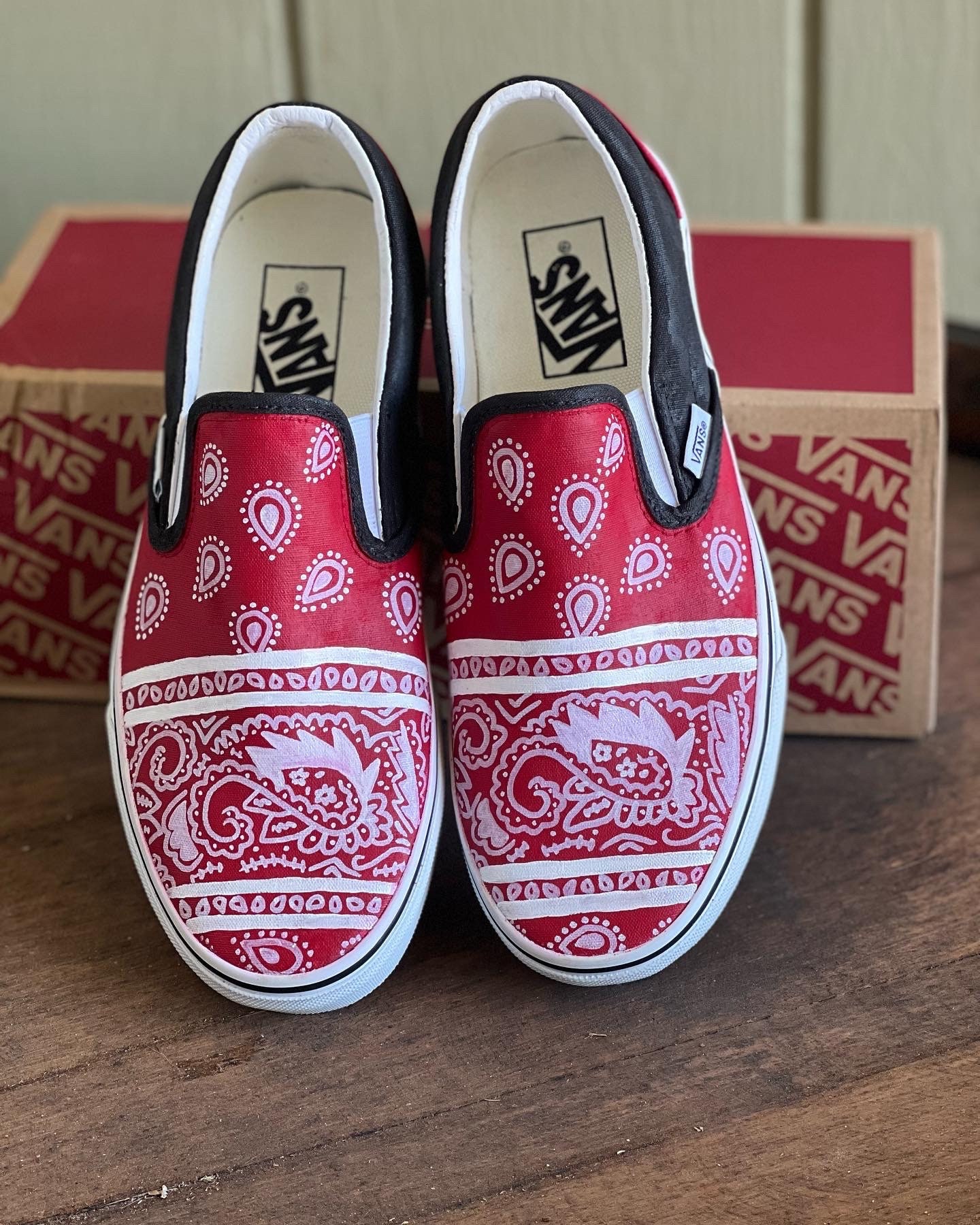 Red Paisley Vans - Etsy
