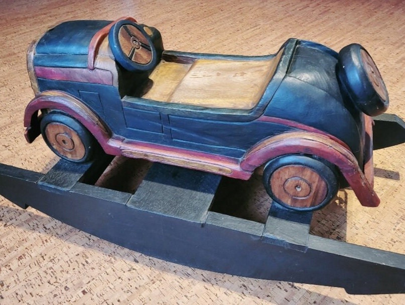 Fine and Rare Carved Wooden Rocking Car - Etsy