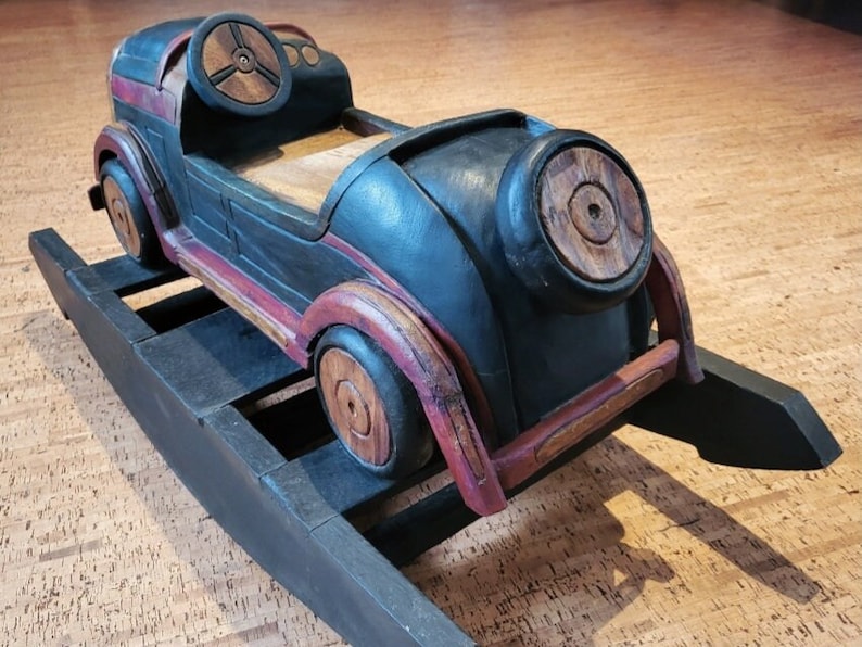 Fine and Rare Carved Wooden Rocking Car - Etsy