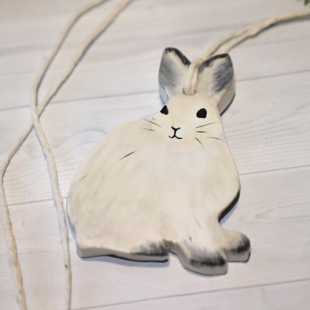 Snowshoe Hare Clay Cute Animal Ornament Handpainted Christmas Tree ...