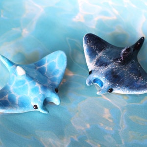 Larimar Sea Waves Manta Ray, Handmade Polymer Clay Charms, Glow in the ...