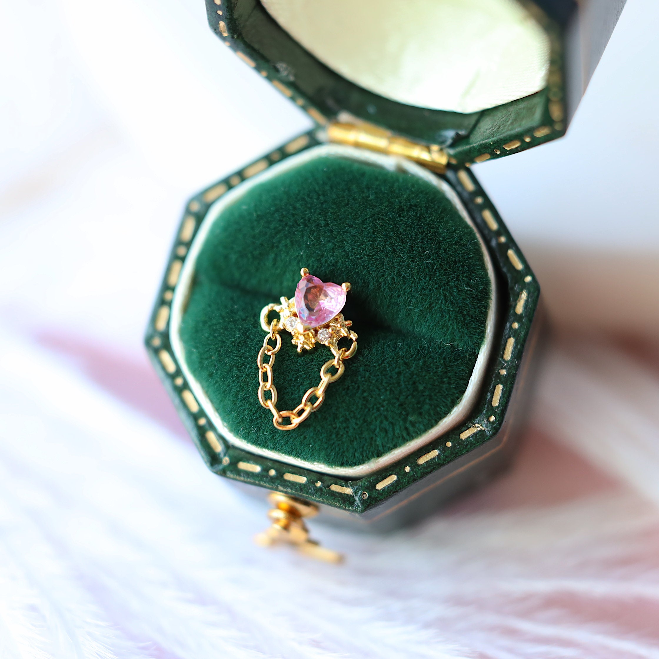 18K Gold Pink Heart Stud Heart Unique Earrings Heart and - Etsy