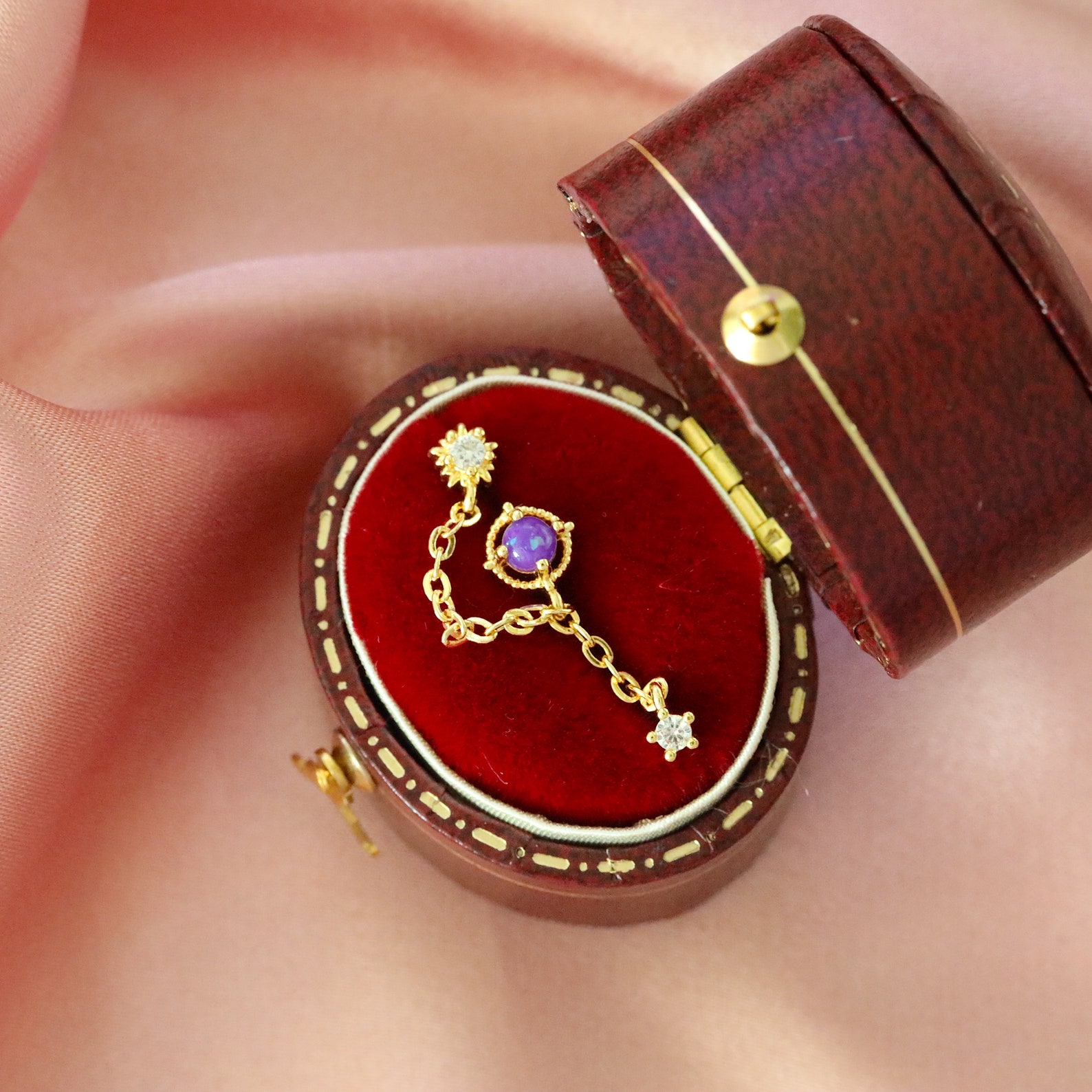 18K Gold Marquise Stud Set Paved Studs Tragus Earrings - Etsy