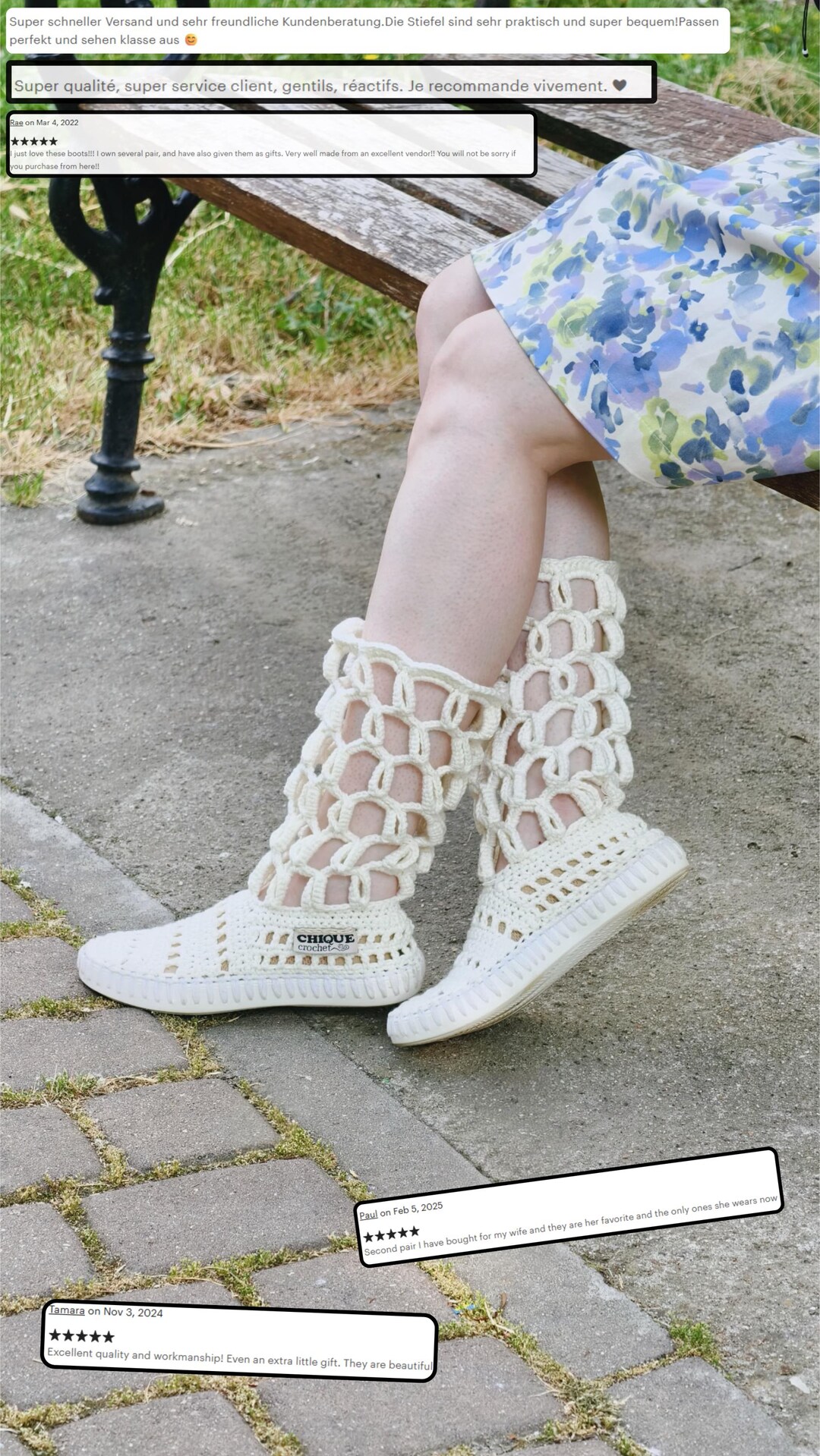 Handmade Crochet Knee High Boots: Italian Rubber Sole, Lightweight - Etsy