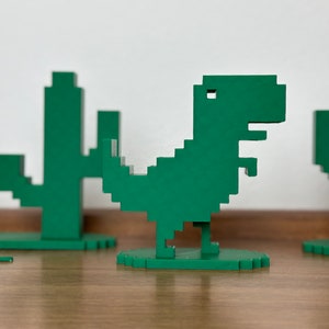 Google Chrome Dinosaur T-rex A 3D Printed Model With Cactus Background ...