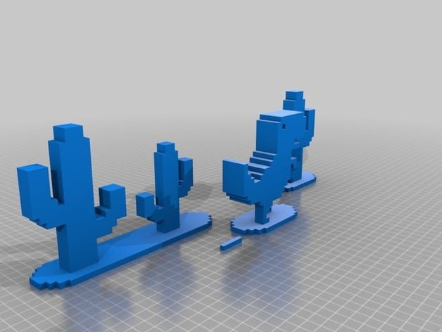 Google Chrome Dinosaur T-rex A 3D Printed Model With Cactus Background ...