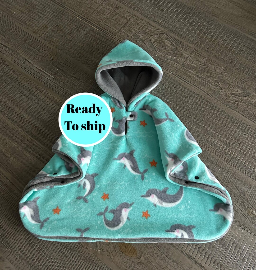 Dolphins Print Car Seat Poncho, Kids Winter Poncho Coat/jacket, Hooded ...