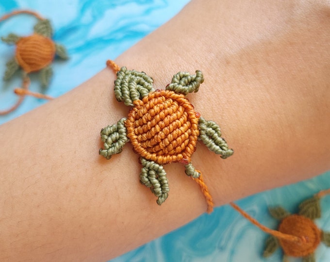 Macrame Sea Turtle Adjustable Waterproof Bracelet - Etsy