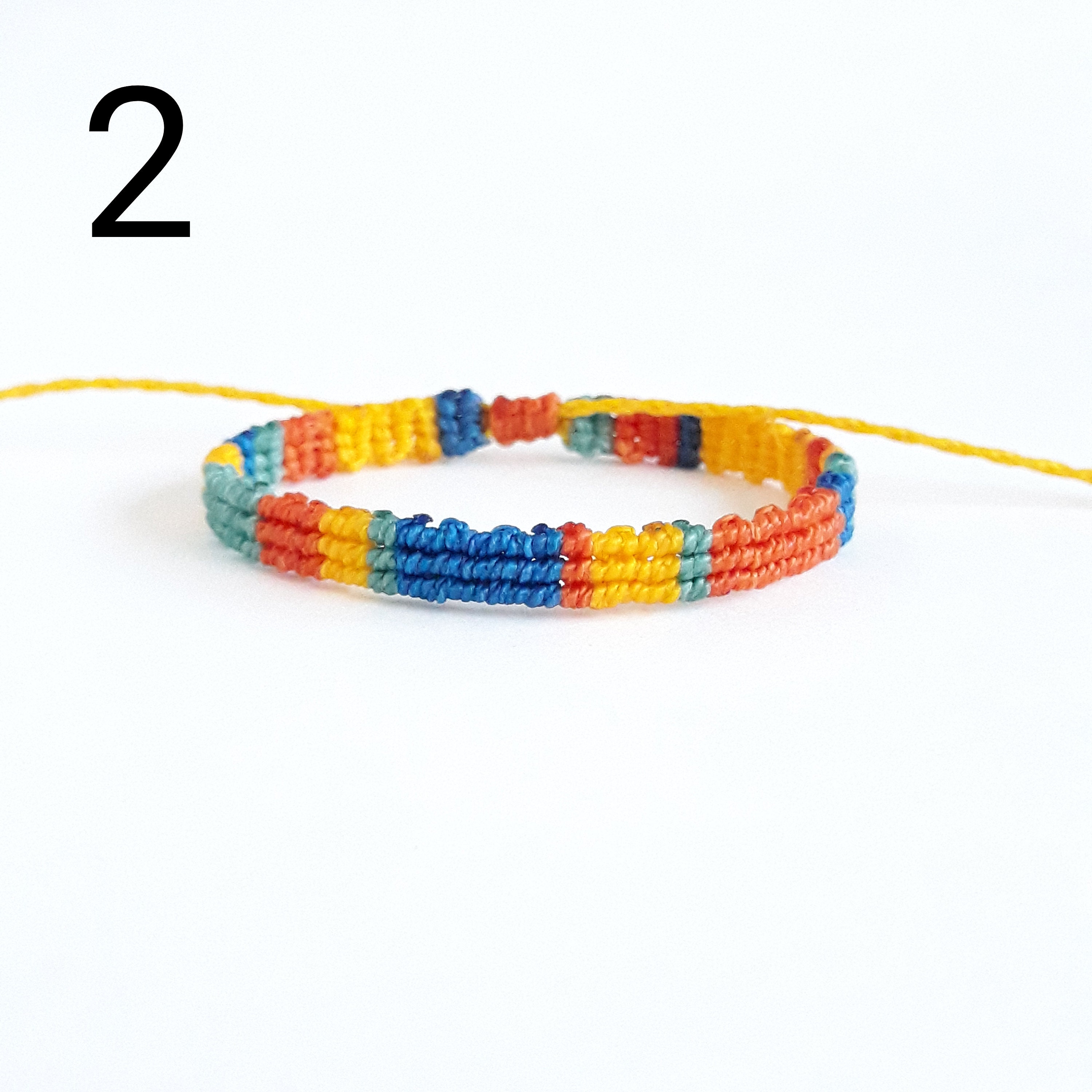 Assorted Color Block Waterproof Adjustable Macramé Bracelet - Etsy
