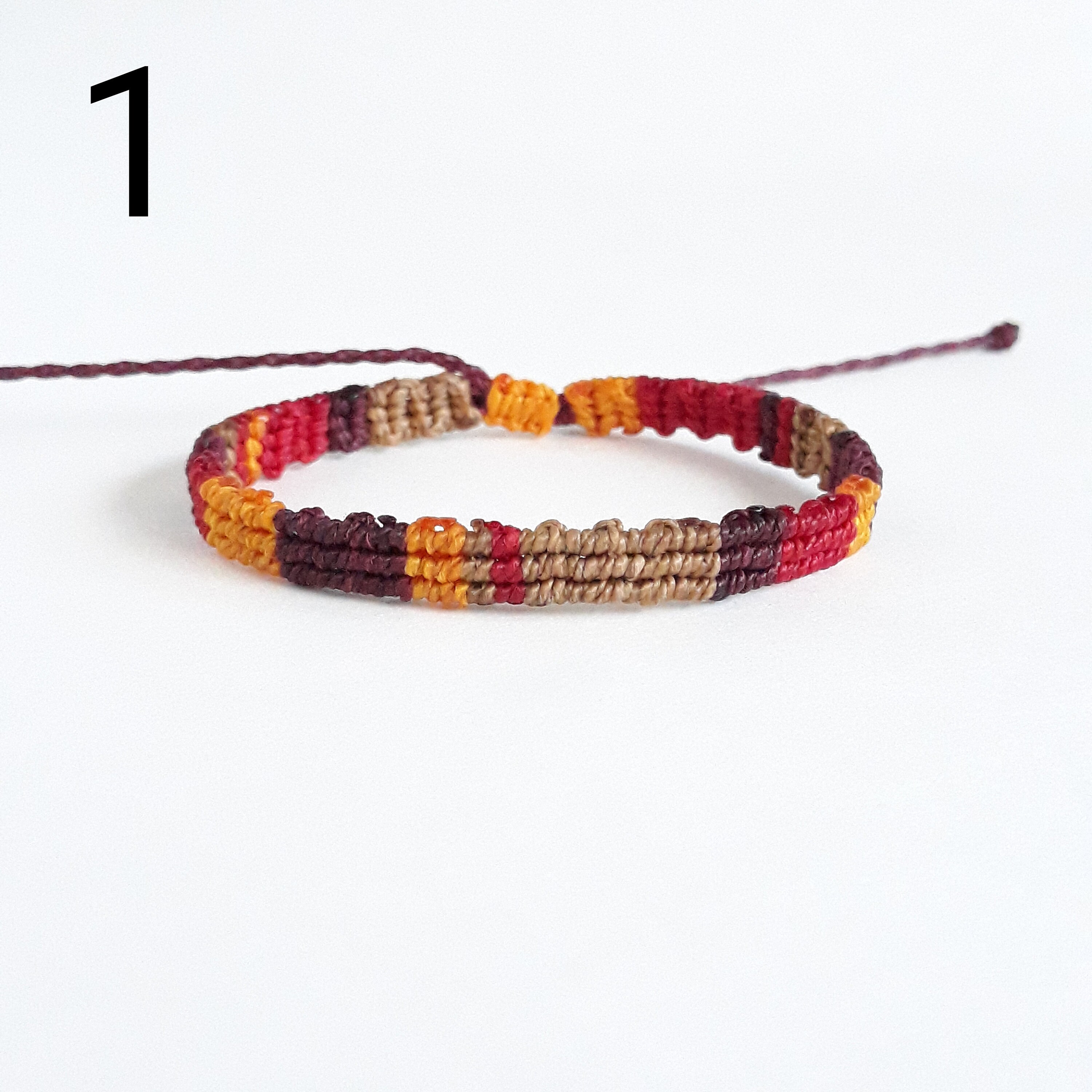 Assorted Color Block Waterproof Adjustable Macramé Bracelet - Etsy