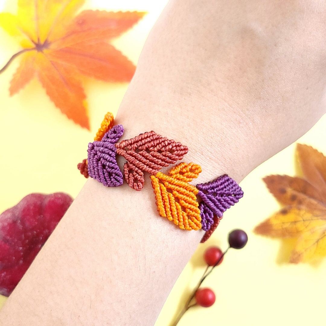 Macramé Leaf Adjustable Bracelet - Etsy
