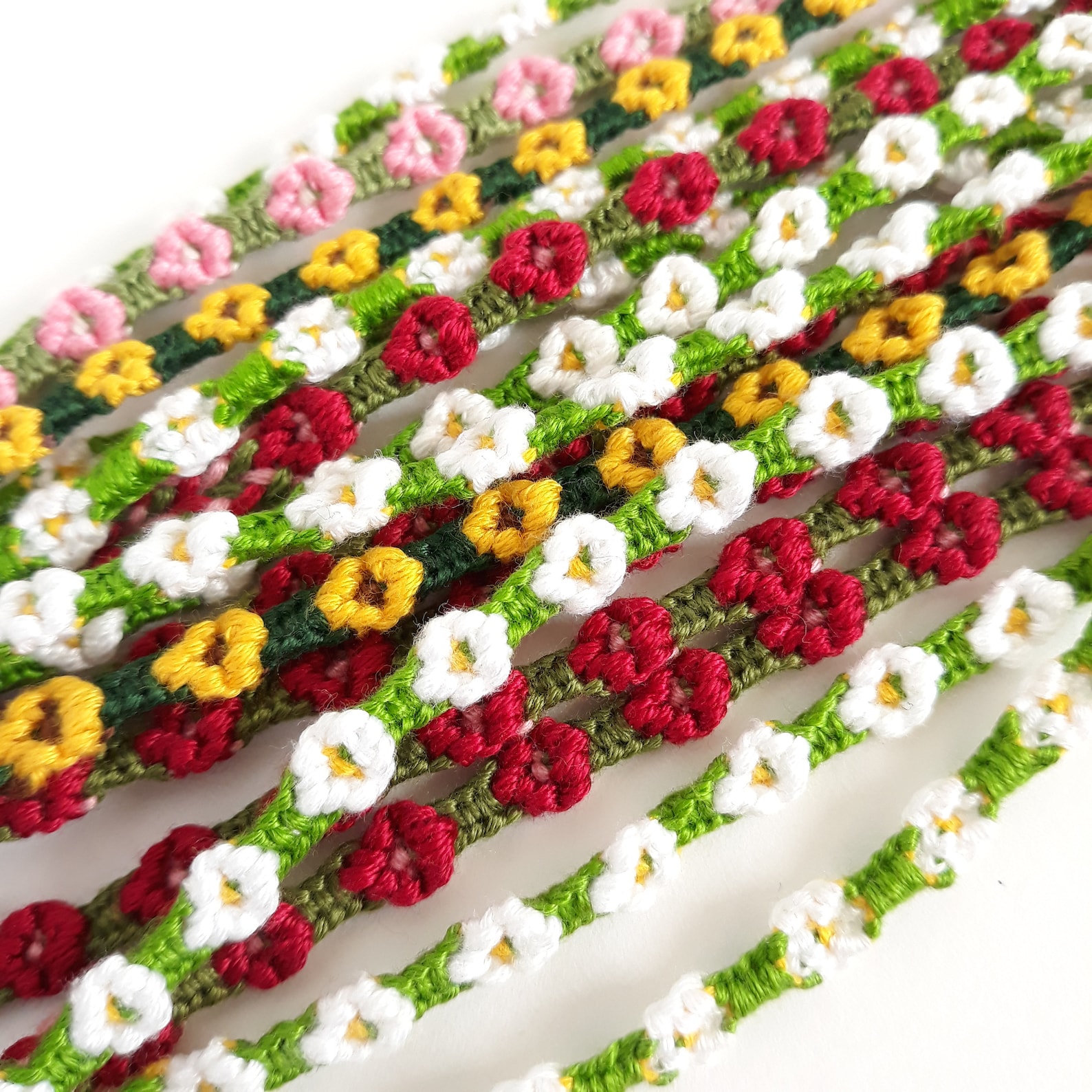 Flower Chain Friendship Bracelet, Sunflower, Daisy, Rose, Carnation - Etsy