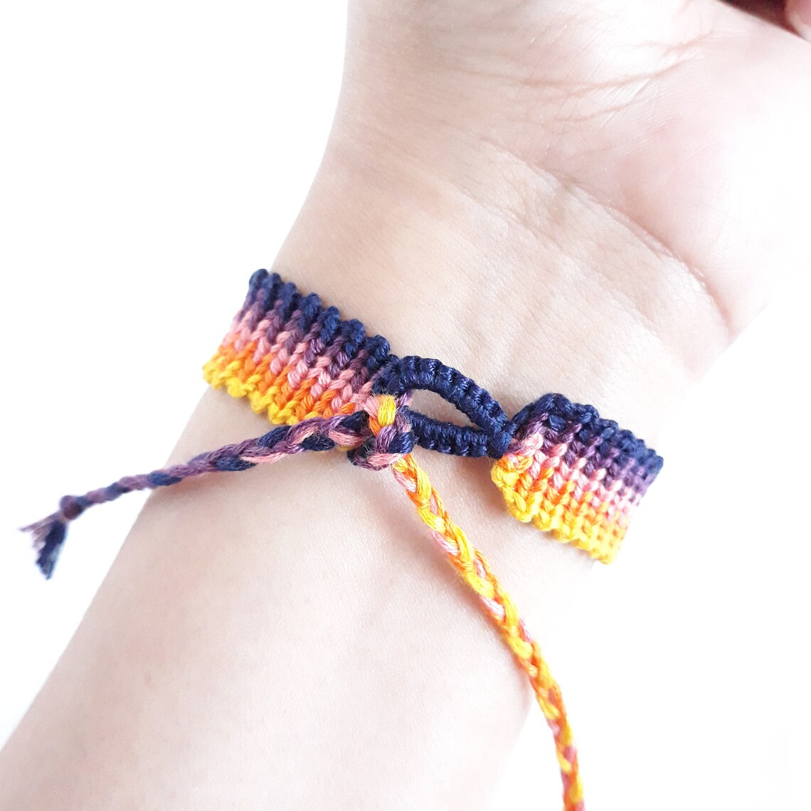 Sunset Colors Knitted-like Friendship Bracelet - Etsy