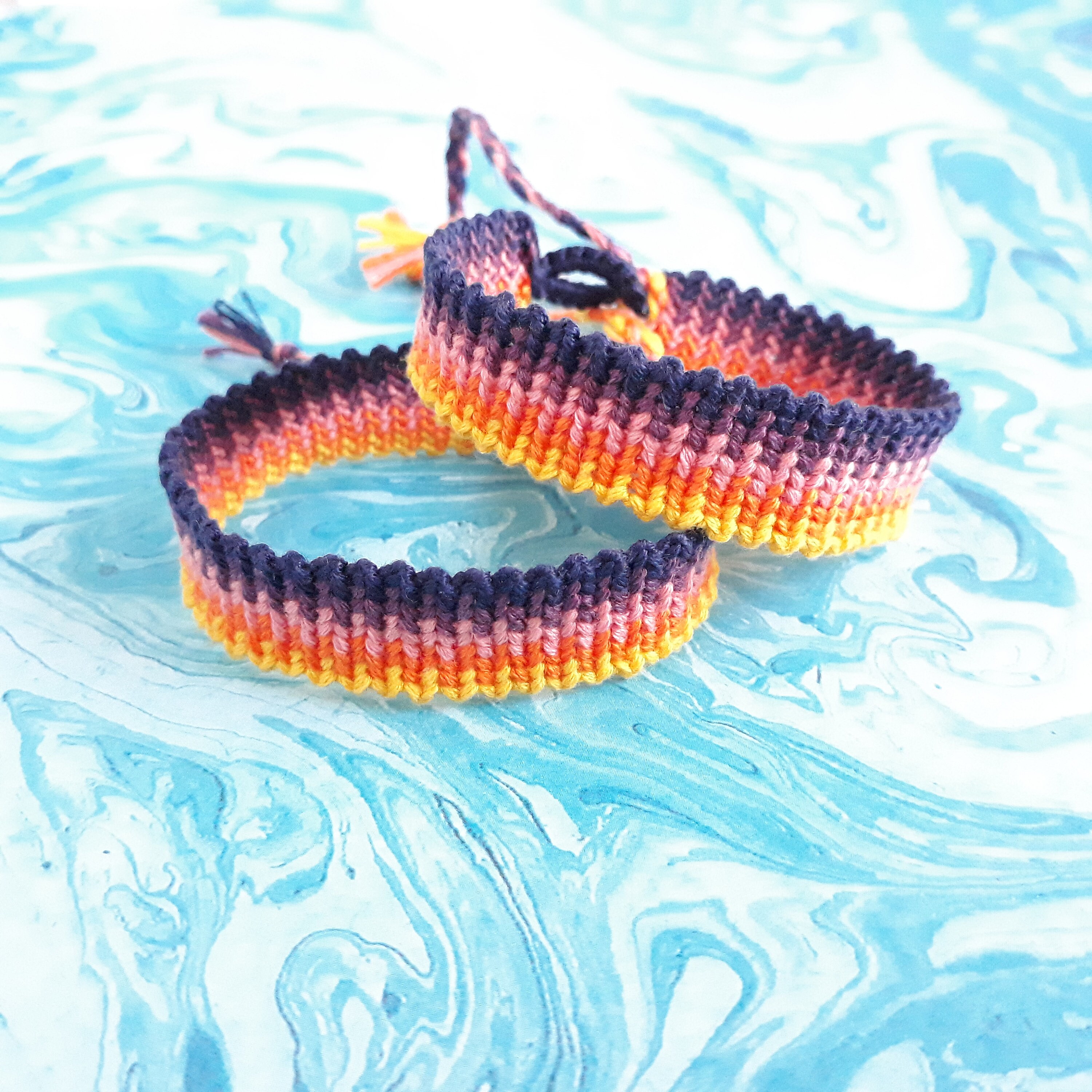 Sunset Colors Knitted-like Friendship Bracelet - Etsy