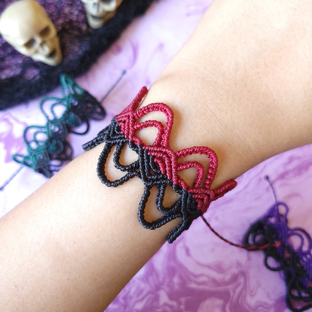 Goth Lace Macrame Adjustable Waterproof Bracelet - Etsy